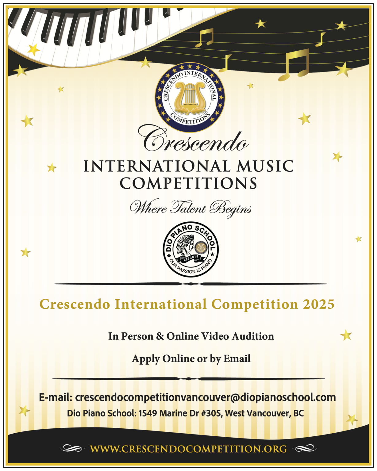 Crescendo International Music Competition at Dio Piano School