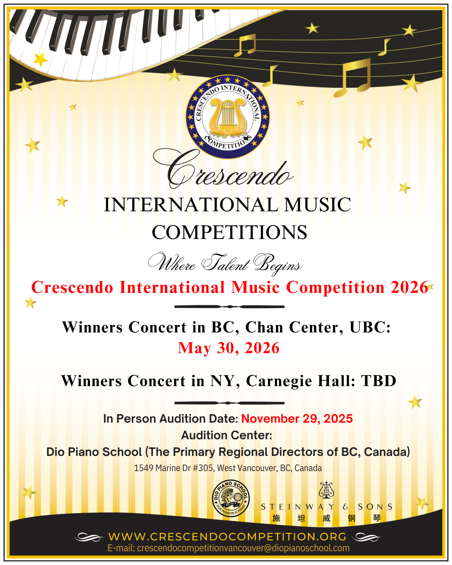 Crescendo International Music Competition at Dio Piano School